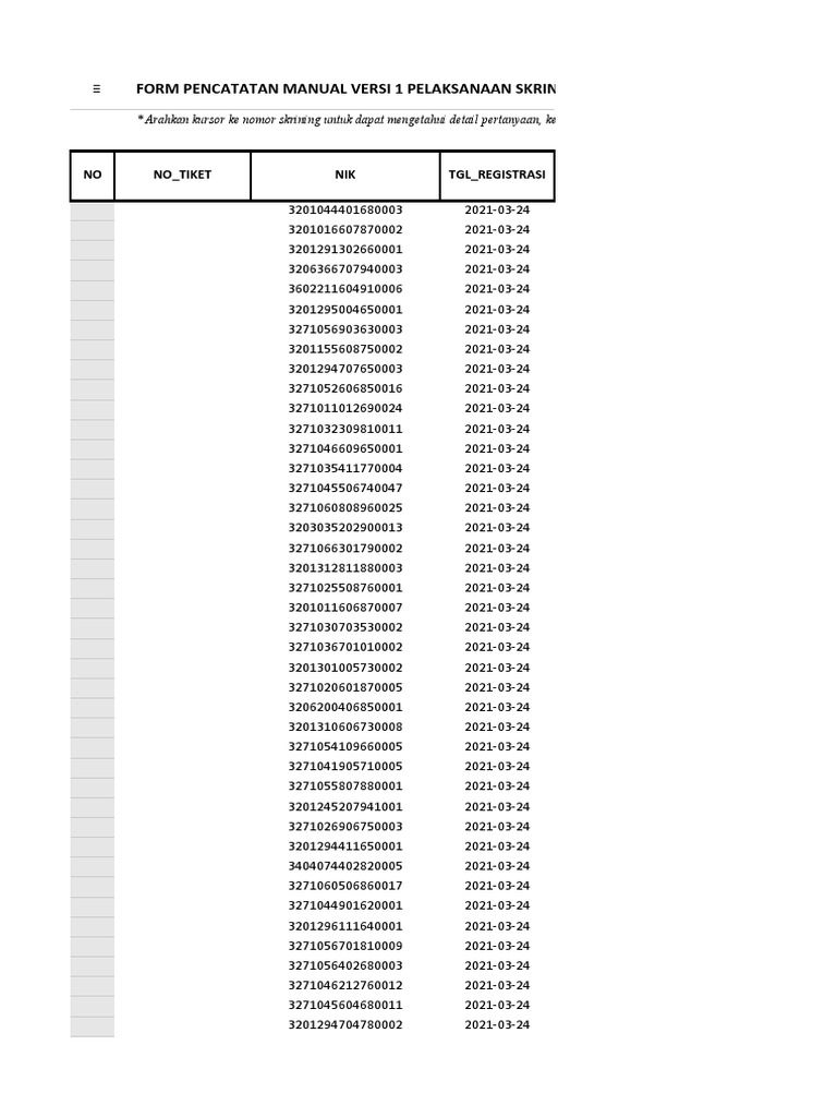 Form Manual Skrining | PDF