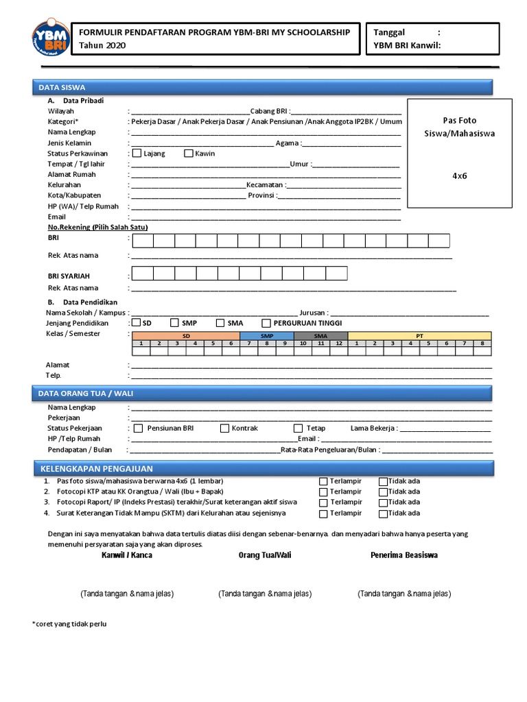 Formulir BEASISWA BARU | PDF | Pengelolaan Keuangan & Uang