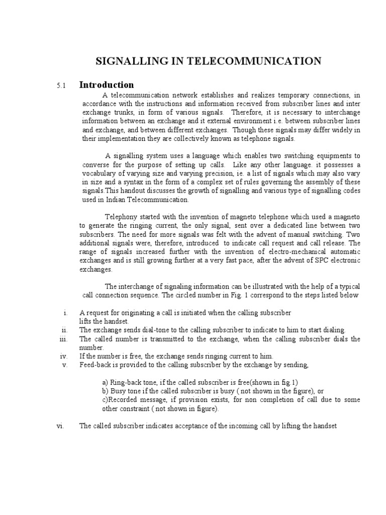 Signalling in Telecommunication | PDF | Telephone Exchange | Signaling ...