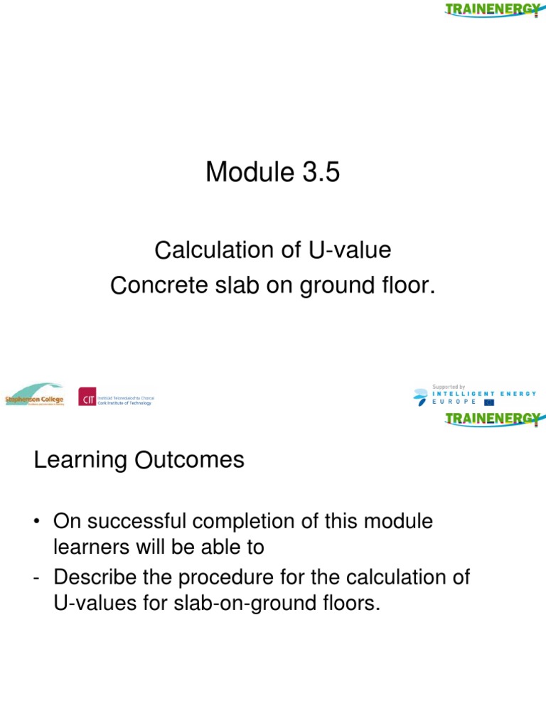 Module 3.5 Calculation of U Value Concrete Slab Ground Floor. | PDF ...