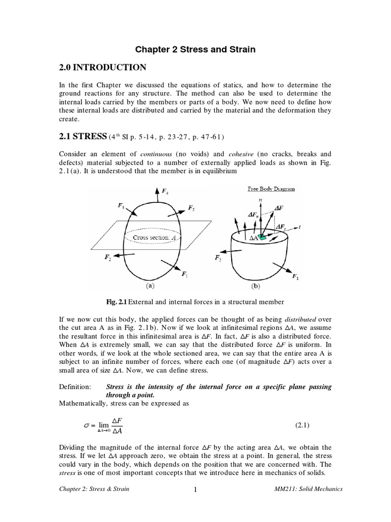 Chapter 2 - Stress and Strain | PDF | Deformation (Engineering) | Stress (Mechanics)