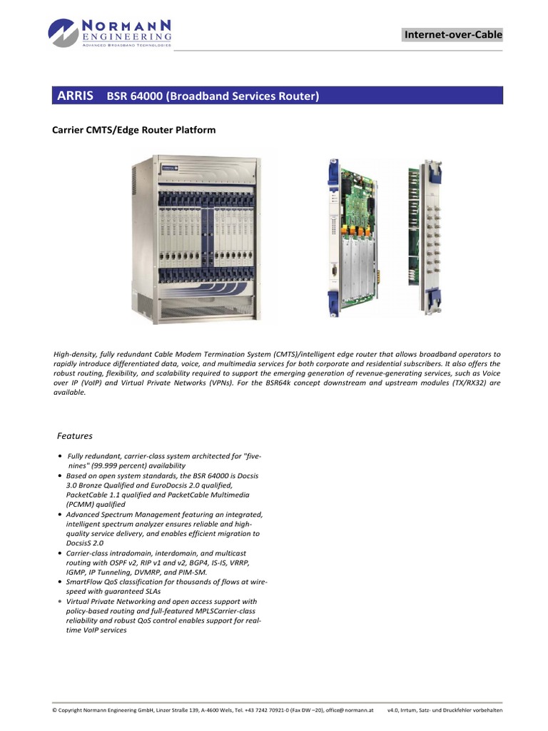 Arris: BSR 64000 (Broadband Services Router) | PDF | Multiprotocol ...