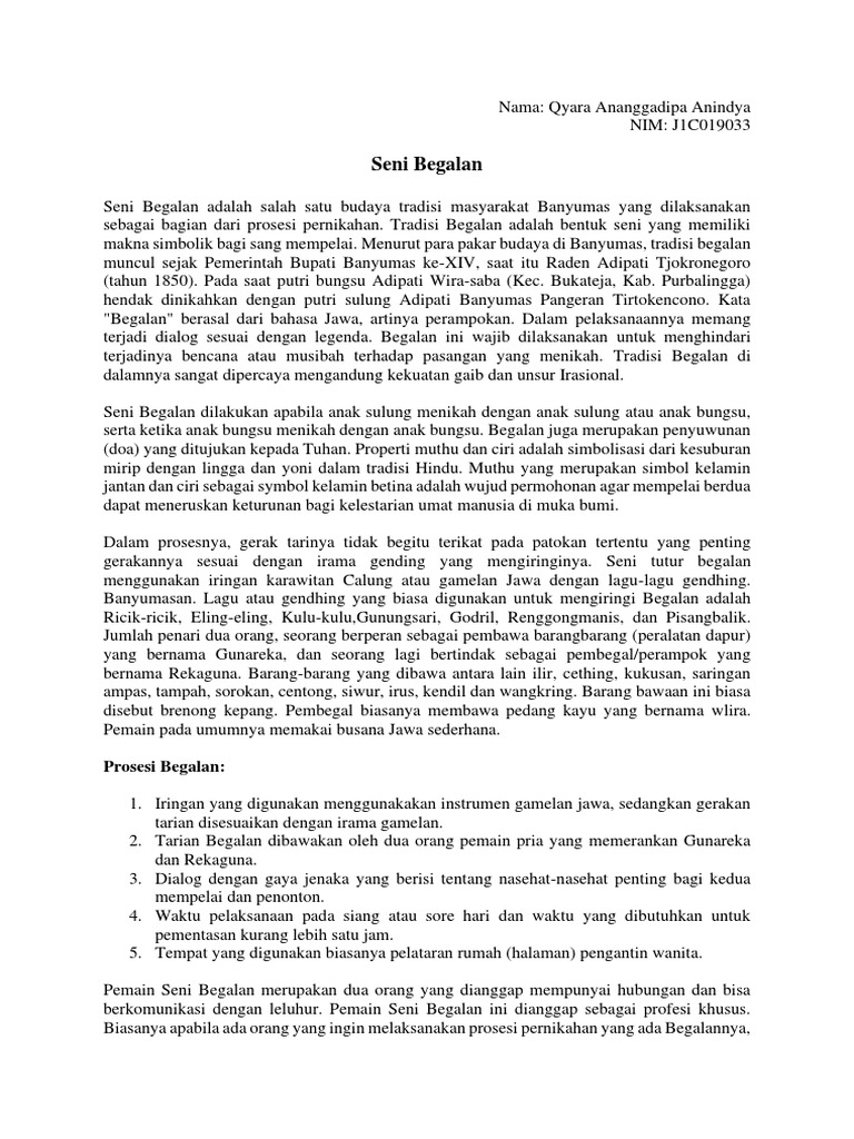 Seni Begalan | PDF | Seni | Agama & Spiritualitas