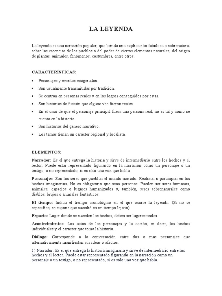 Elementos y Narrador en Leyendas | PDF | Narrativa