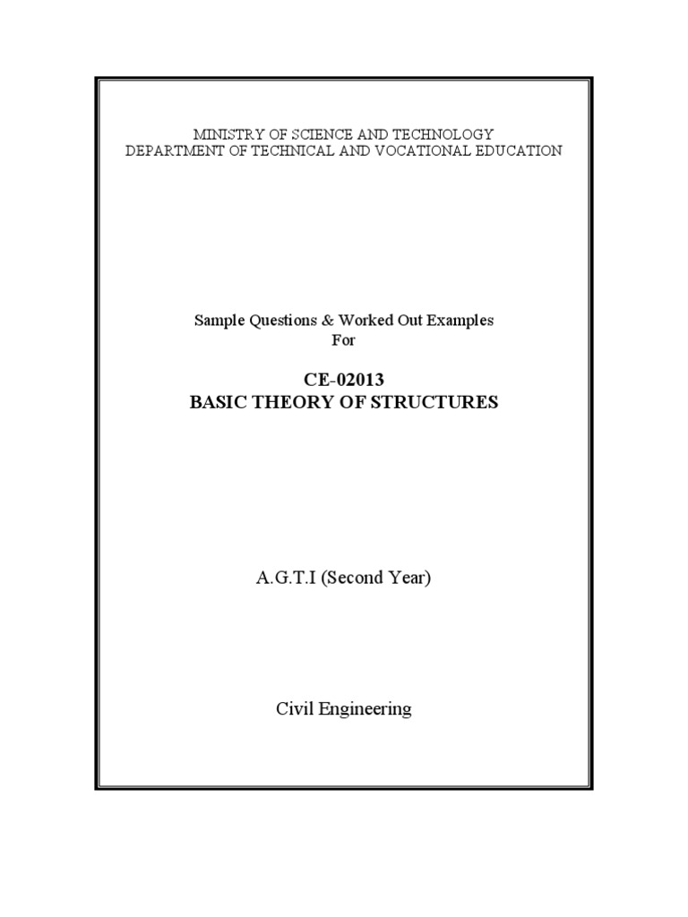 CE-02013 Basic Theory of Structures: Sample Questions & Worked Out ...