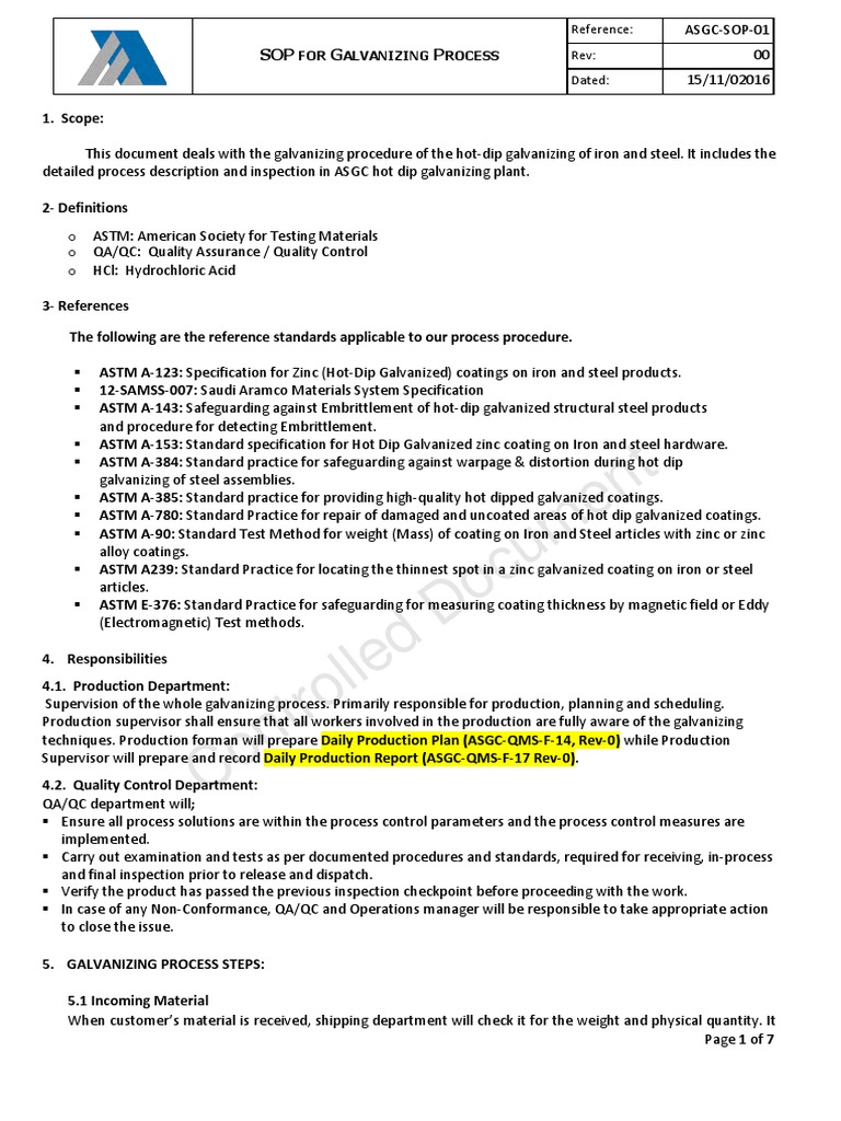 TDS - Galvanizing Process | PDF | Galvanization | Industries