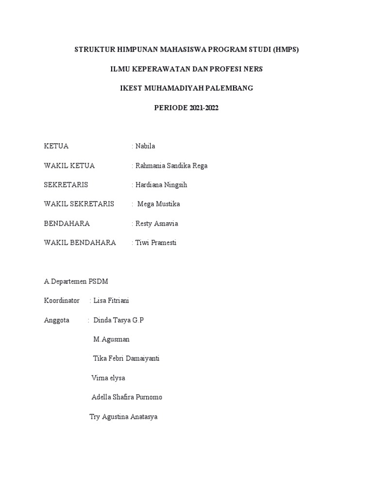 Struktur Himpunan Mahasiswa Program Studi | PDF Struktur Himpunan Mahasiswa Program Studi | PDF