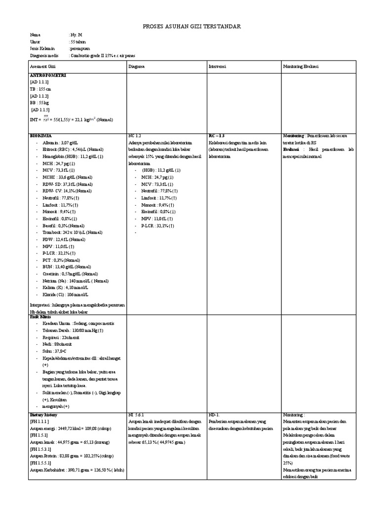 Asuhan Gizi pada Combustio Grade II | PDF | Kesehatan Holistik