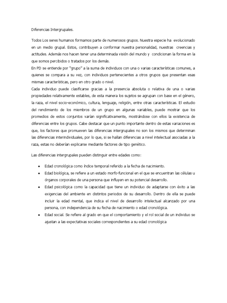 Diferencias entre grupos: Un análisis de las características ...