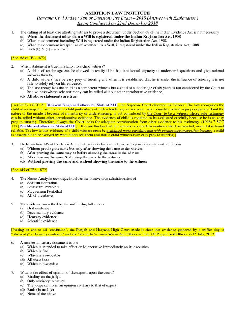 HCS Quest Paper With Explanation | PDF | Annulment | Pardon