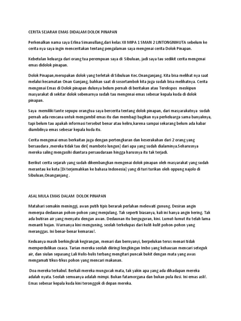 Sejarah Emas di Dolok Pinapan | PDF