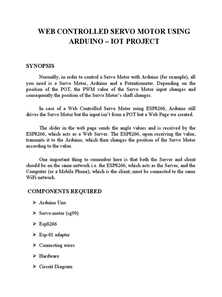 Web Controlled Servo Motor Using Arduino - Iot Project | PDF | Computers