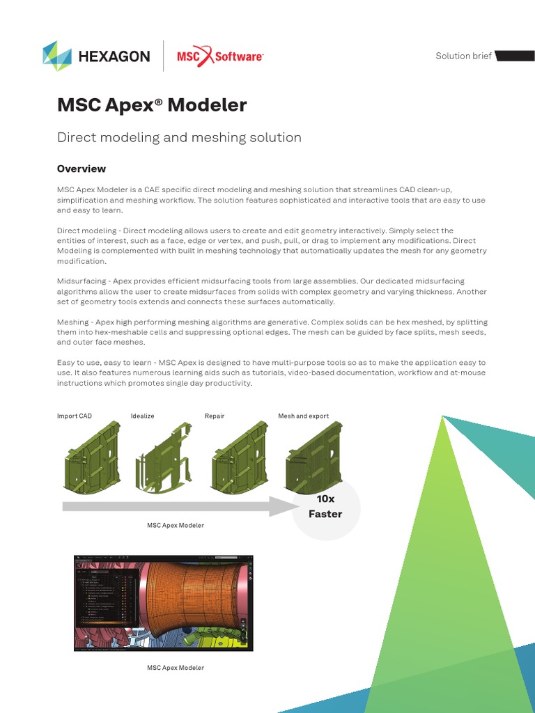 MSC Apex® Modeler: Direct Modeling and Meshing Solution | PDF | Computer Aided Design | Software