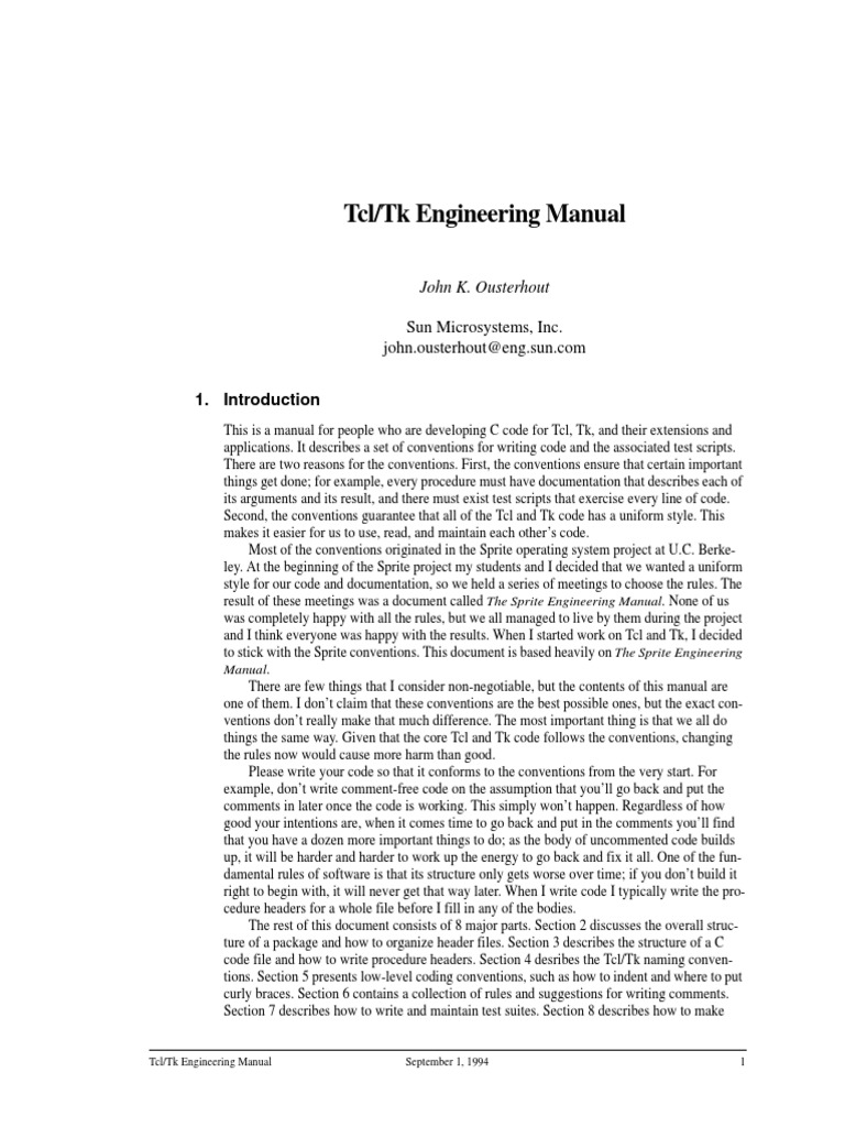 TCL/TK Engineering Manual: Sun Microsystems, Inc | Download Free PDF | Parameter (Computer ...