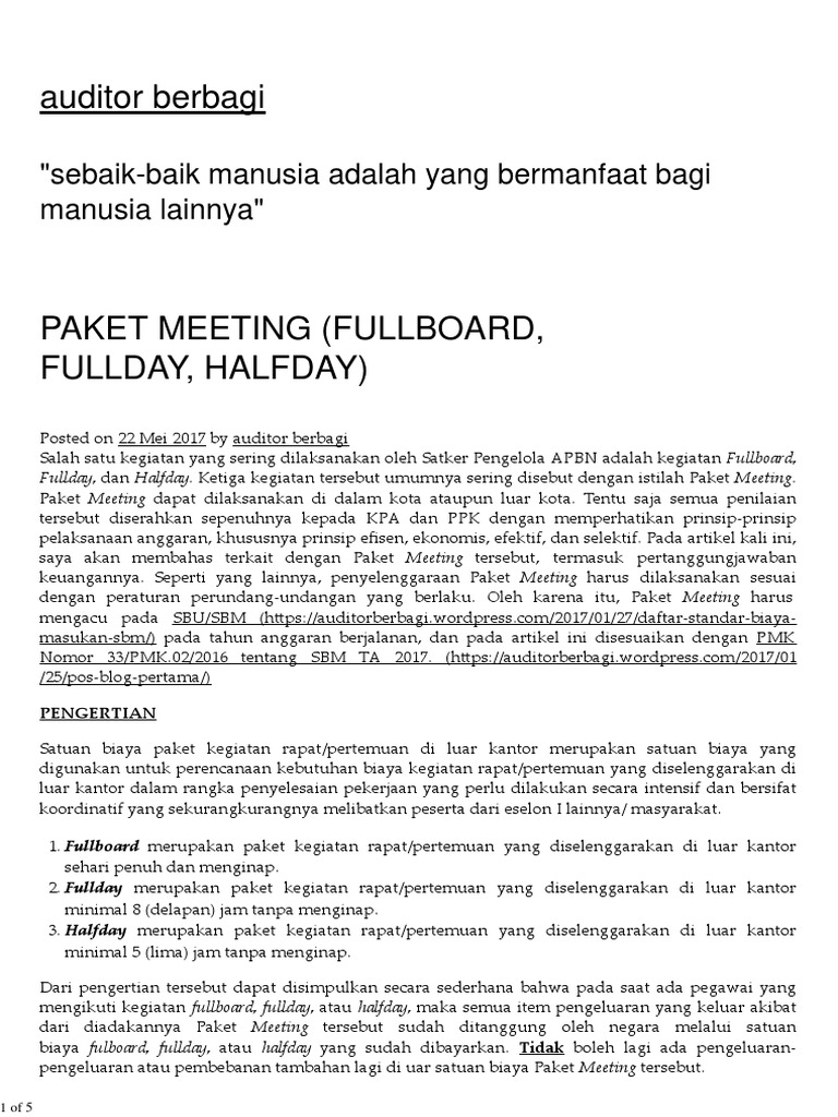 Paket Meeting Fullboard Fullday Halfday Auditor Berbagi Pdf