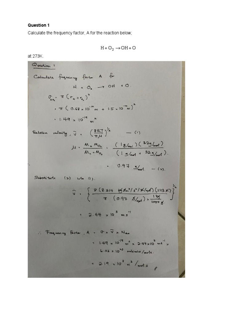 Tutorial (Kinetics in Gas Phase) With Answers | PDF | Reaction Rate Constant | Reaction Rate