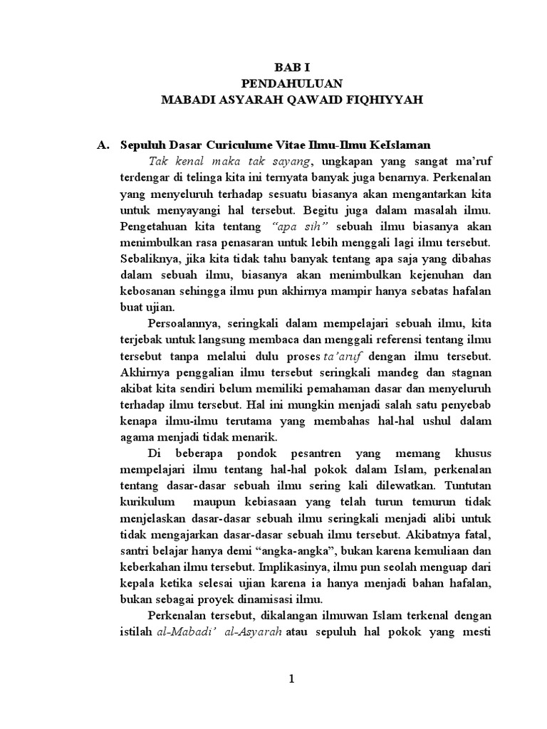 BAB I Mabadi Asyarah QF | PDF | Filsafat | Kajian Bahasa Asing