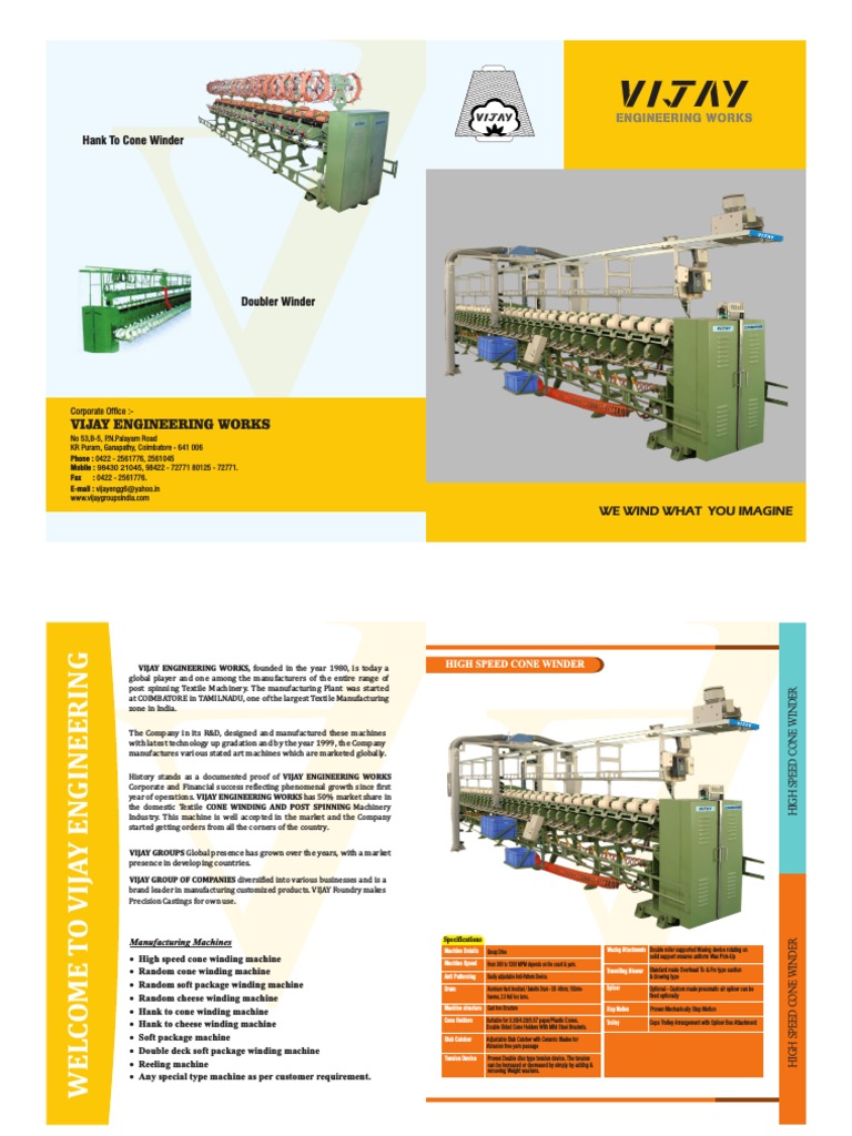 High Speed Cone Winding Machine | PDF | Machines | Gear