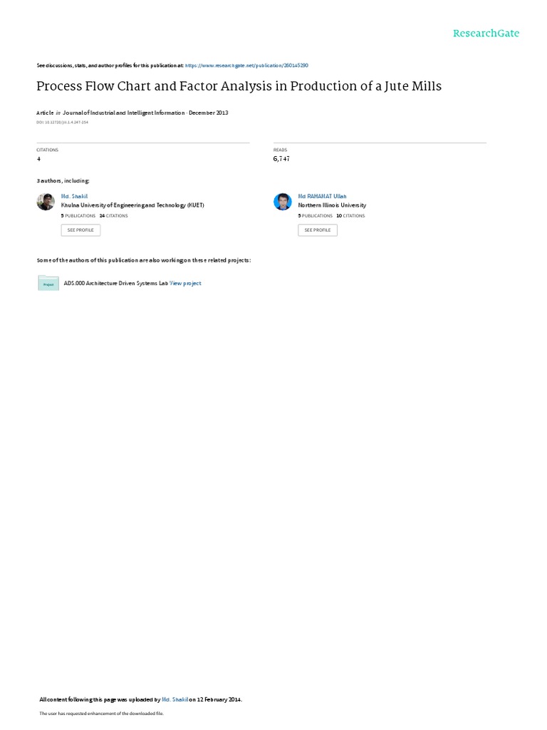 Process Flow Chart and Factor Analysis in Production of A Jute Mills ...