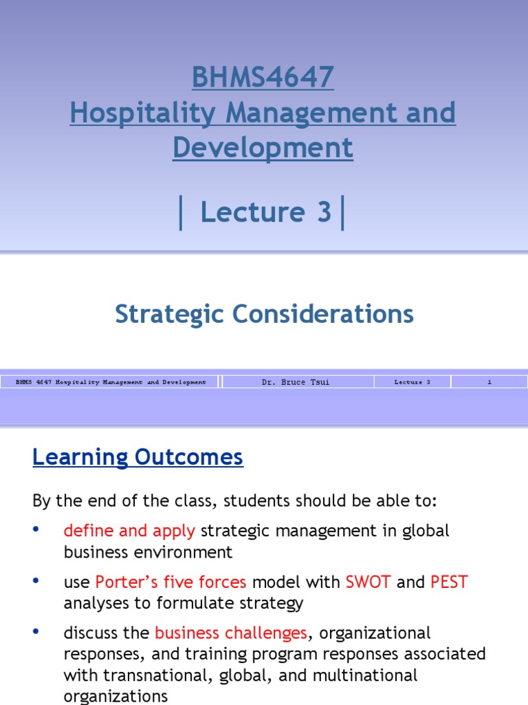BHMS4647 - Lecture 3 - Strategic Considerations | PDF | Strategic ...