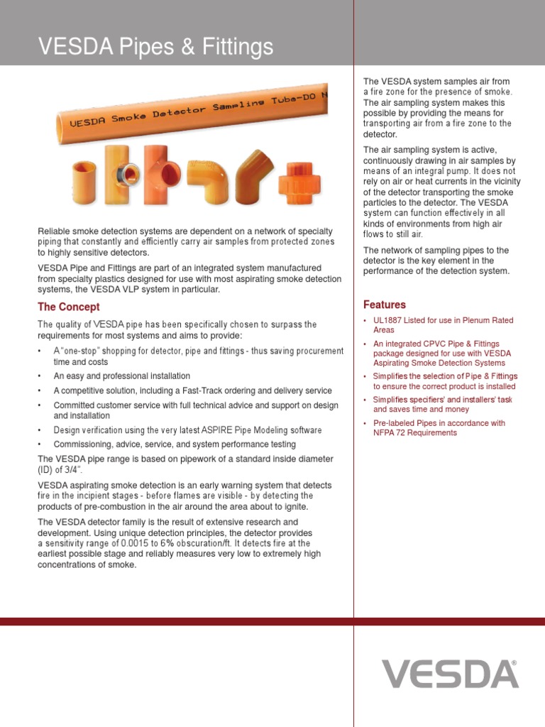 VESDA Pipes & Fittings: The Concept Features | PDF | Pipe (Fluid ...