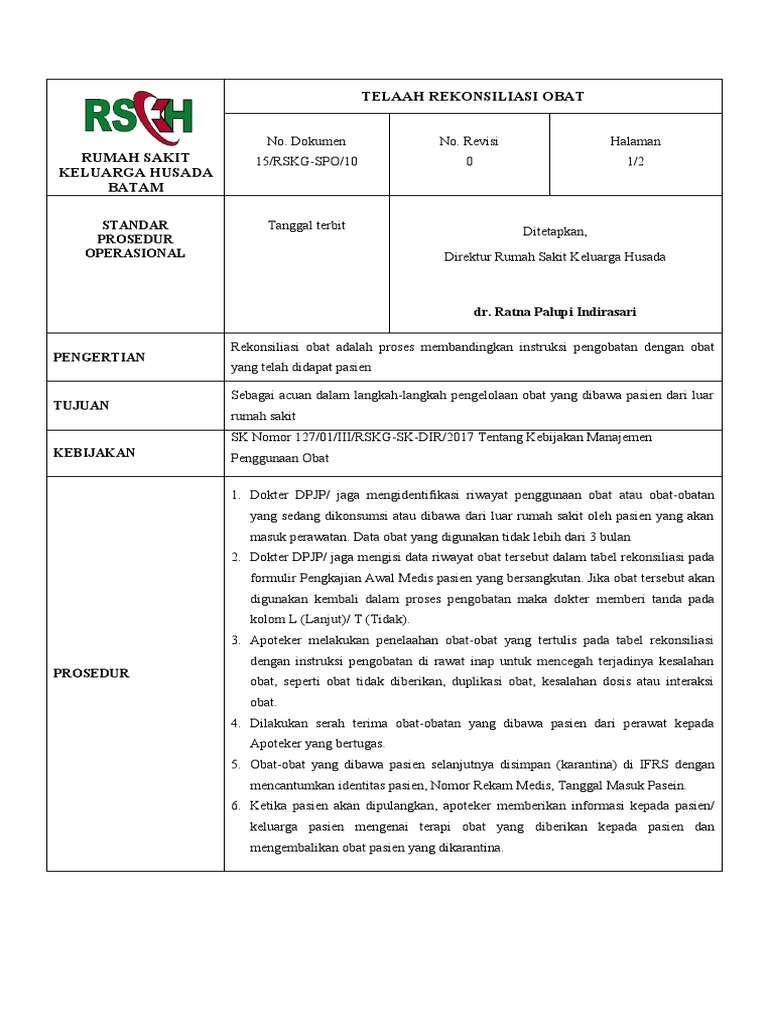 15-Spo Telaah Rekonsiliasi Obat | PDF