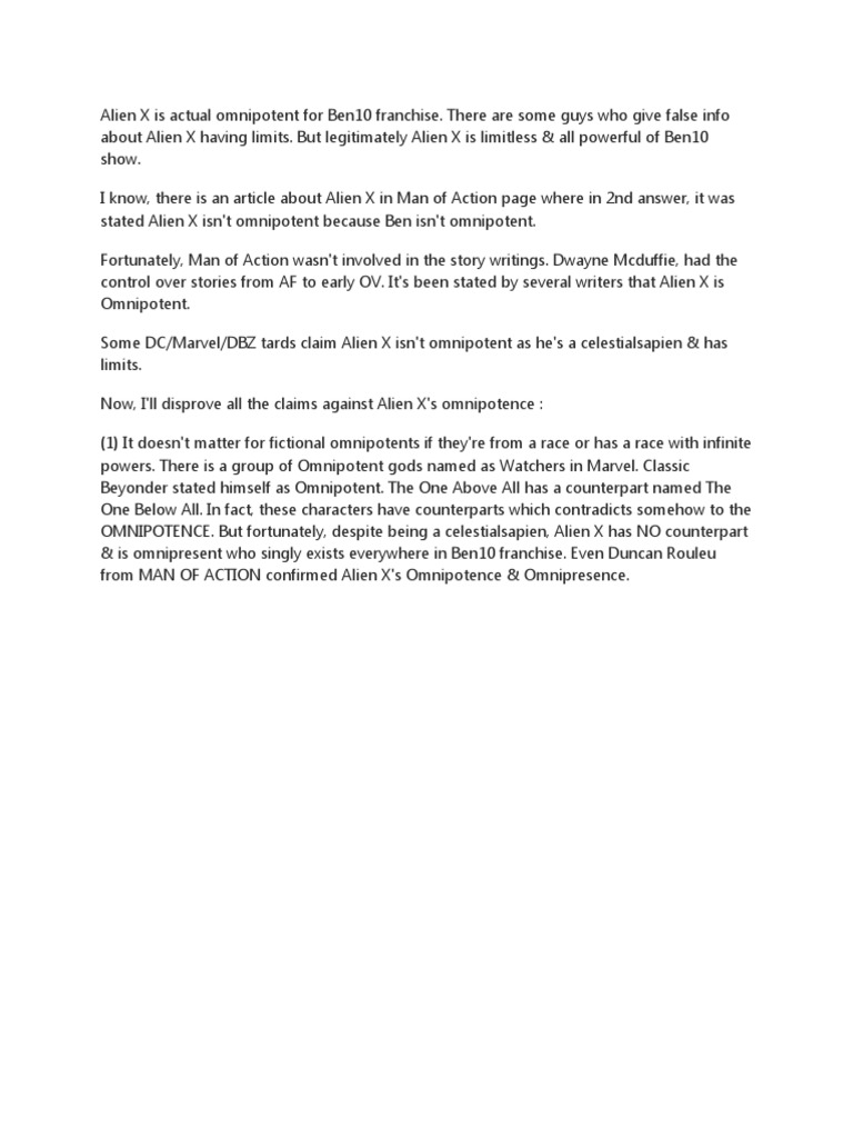 Debunking Claims Against Alien X's Omnipotence and Establishing He is the True Limitless and All ...