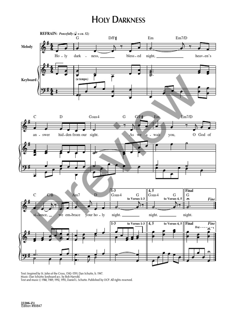 Dan Schutte Holy Darkness | PDF | Nature | Entertainment (General)