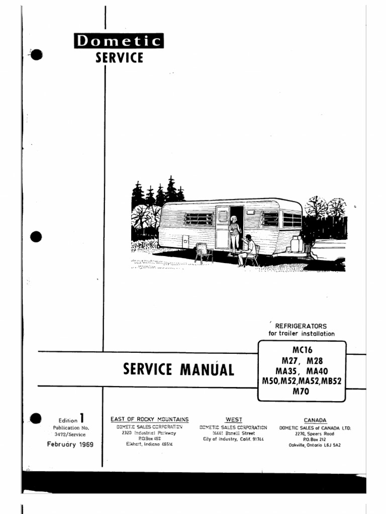 Dometic Service Manual MC16, M27, M28, MA35, MA40, M50, M52, MA52, MB52 ...