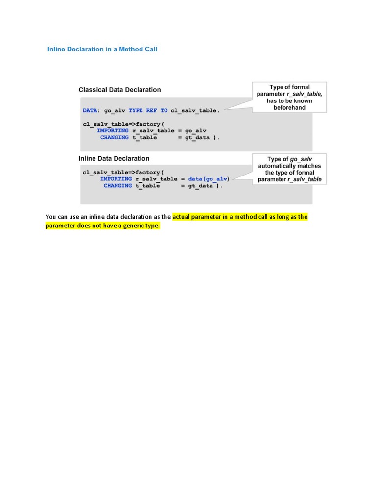 Inline Declaration in A Method Call | PDF