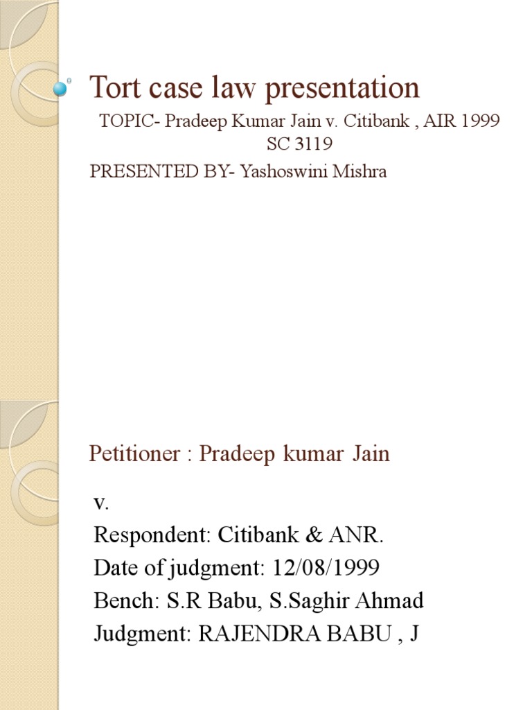 Tort Case Law Presentation | PDF | Insurance | Damages