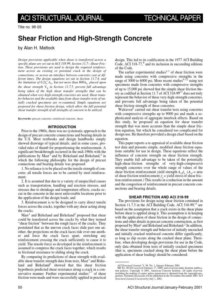 5-38 Nil Shear Friction and High Strength Concrete | PDF | Fracture ...