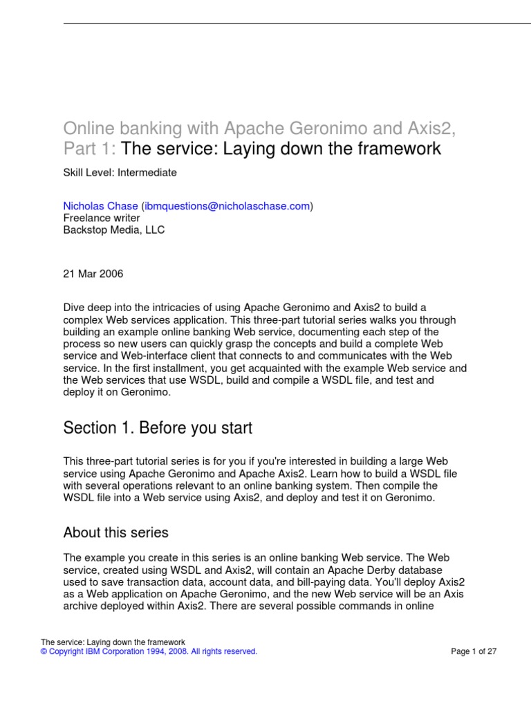 Axis2-Geronimo Online Bank | PDF | Web Service | Online Banking