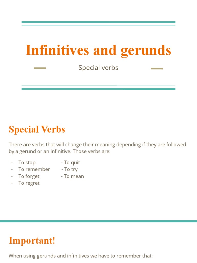 Infinitives vs. Gerunds: Special Verbs Explained | PDF