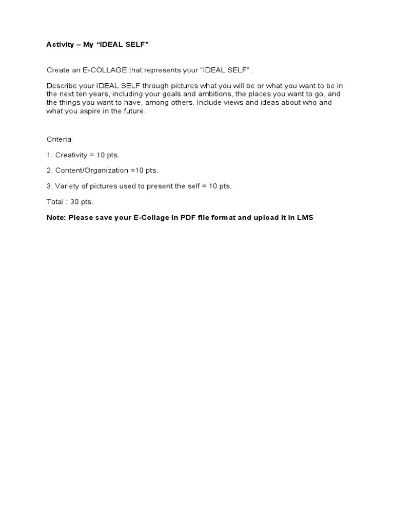 Psychological Perspective Activity - My IDEAL SELF | PDF