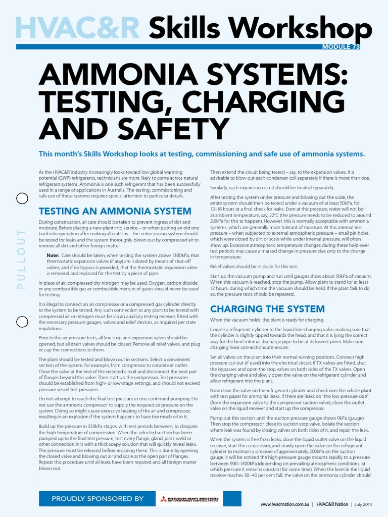 Ammonia Systems: Testing, Charging and Safety | Download Free PDF ...