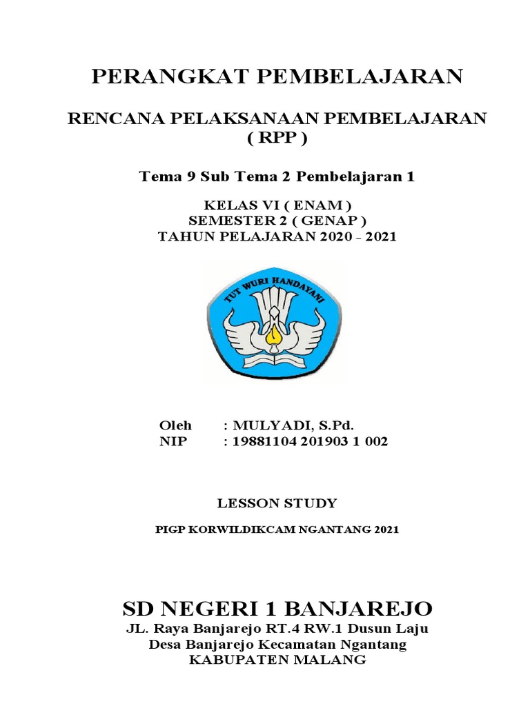 RPP Luring Lesson Study Kelas 6 Tema 9 Sub Tema 2 PB.1 | PDF