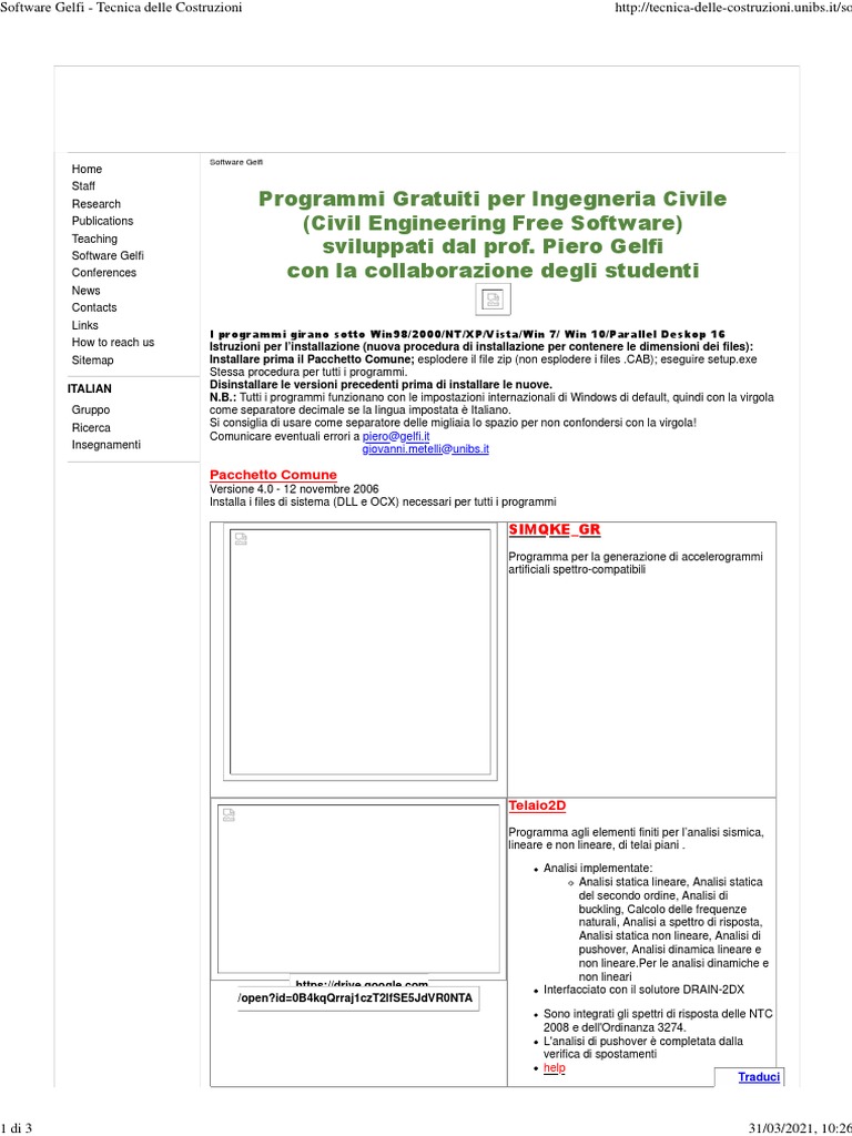 Software Gelfi - Tecnica Delle Costruzioni | PDF