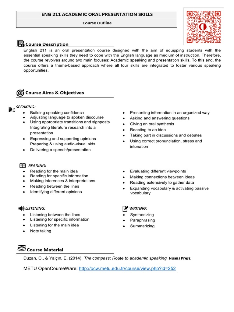 2020-2021 Spring Term ENG 211 Course Outline | PDF | English Language | Cognition