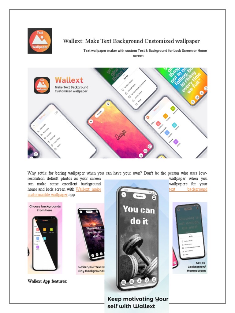Wallext: Make Text Background Customized Wallpaper | PDF