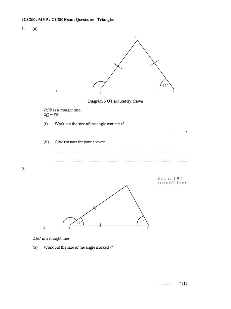 GCSE Exam Questions Triangles | PDF | Euclidean Plane Geometry | Triangle