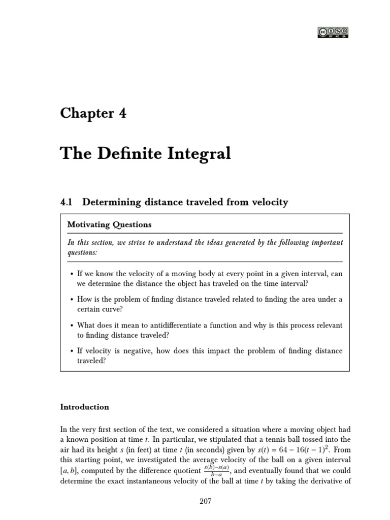 4 The Definite Integral | PDF | Summation | Velocity