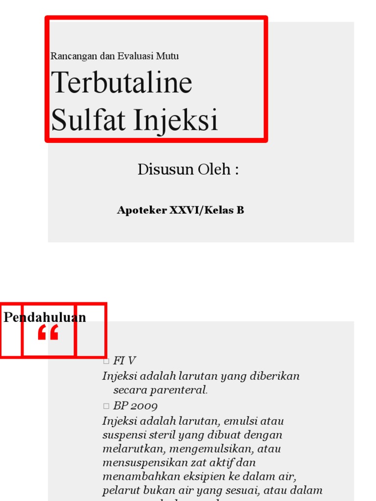 Terbutaline Sulfat Injeksi-Apt 26 Kelas B | PDF