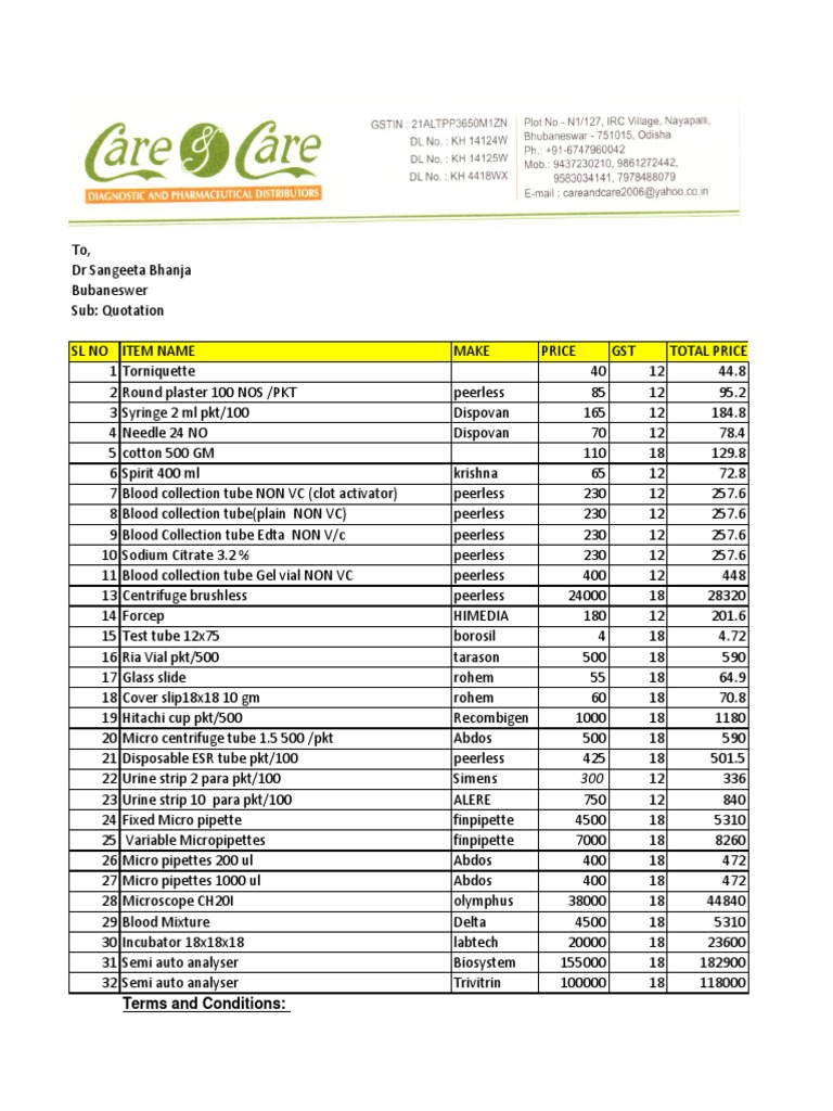 Medical equipment quotation summary | PDF | Laboratories | Laboratory ...