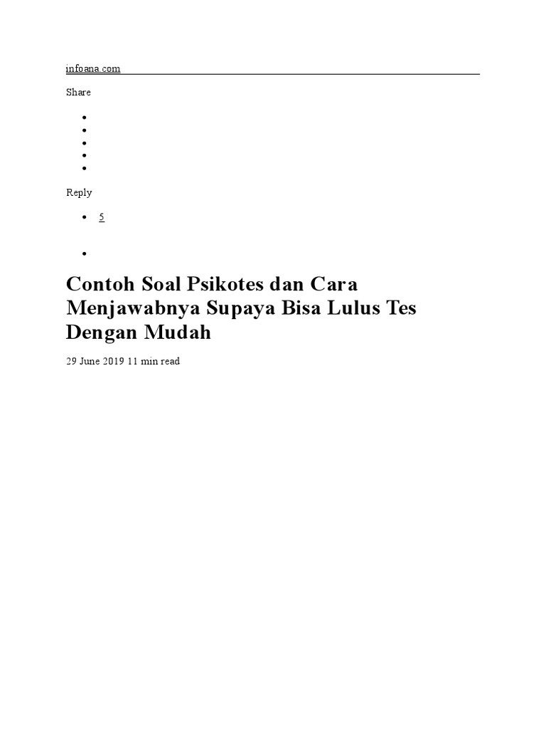 Contoh Soal Psiko-1 | PDF
