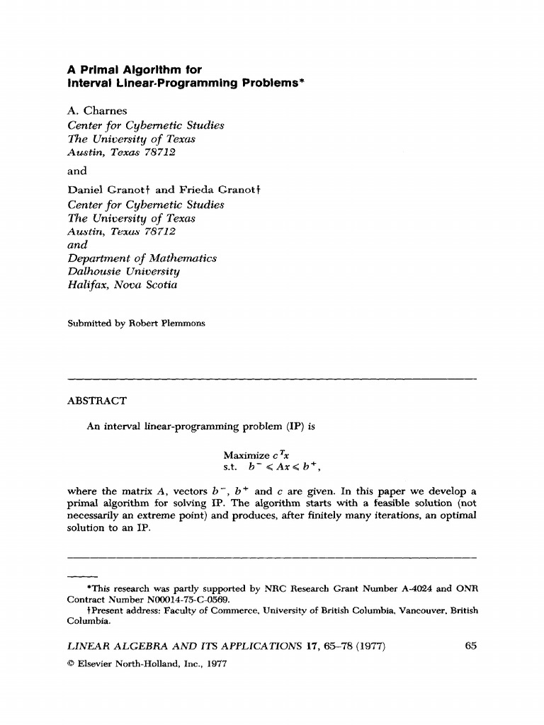 A Prlmal Algorithm For Interval Linear-Programming Problems | PDF | Linear Programming ...