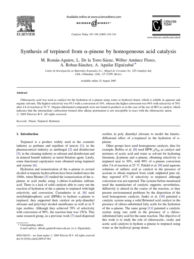 Synthesis - of - Terpineol - From - Pinene - by Homogeneous Acid ...