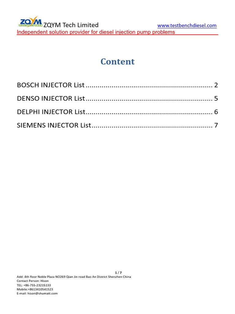 All Injector List | PDF | Fuel Injection | Engine Technology