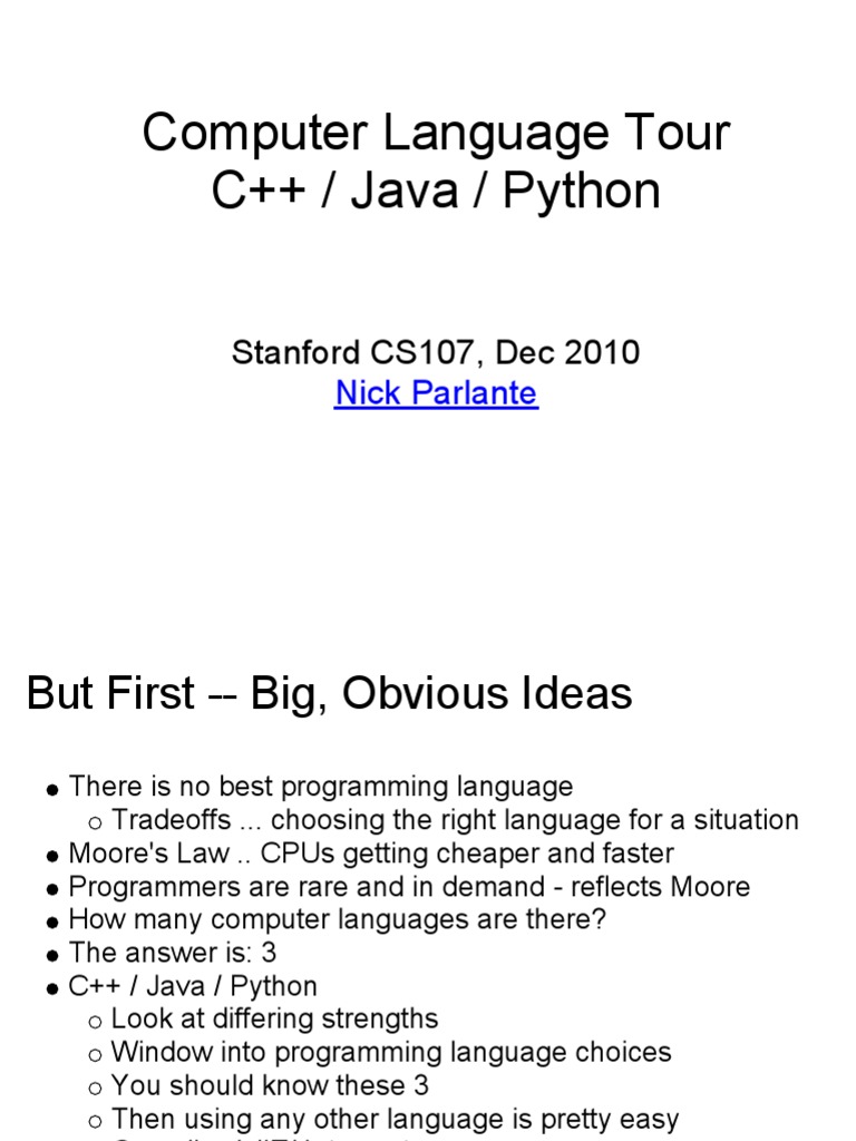 Computer Language Comparisons | PDF | Programming Language | Java ...