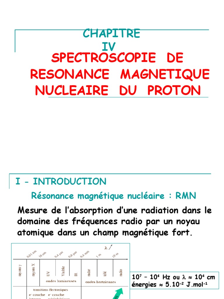 RMN du Proton : Théorie et Techniques | PDF | Résonance magnétique ...